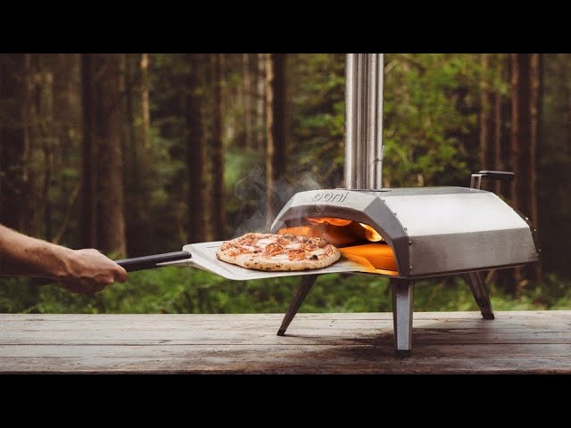 Stainless steel Ooni Pro portable outdoor wood-fired pizza oven