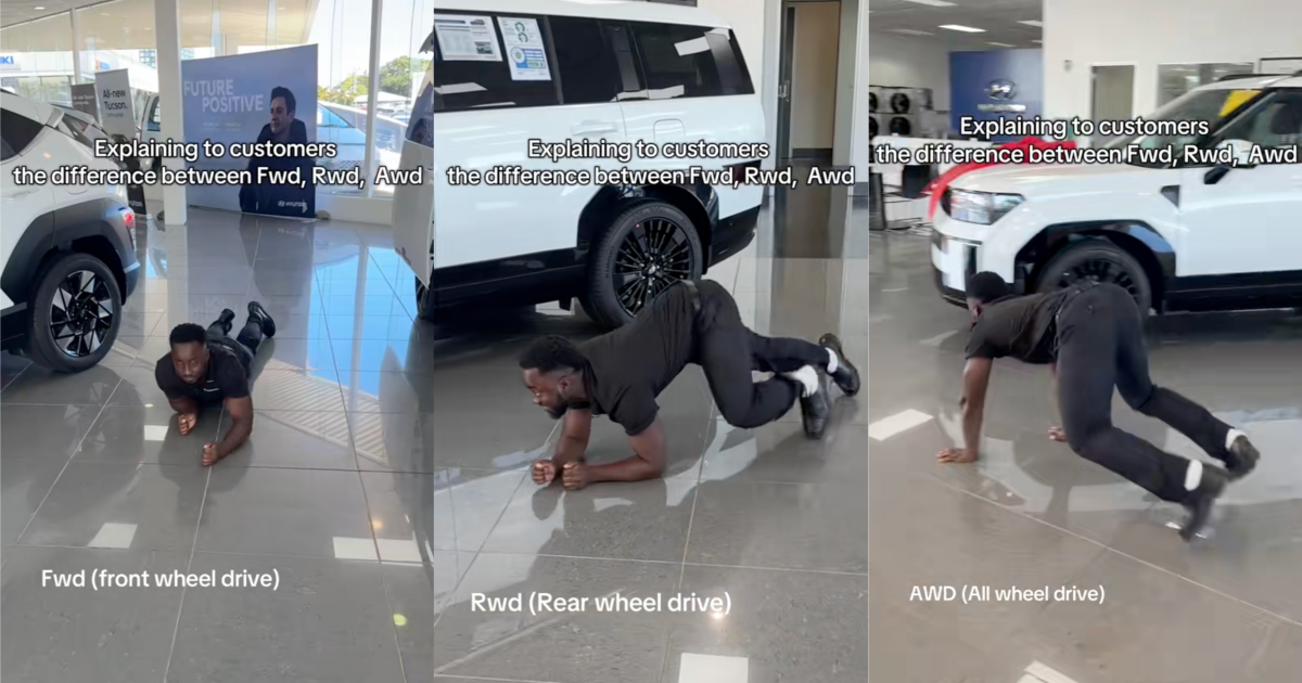 Car Salesman Demonstrates The Differences Between All-Wheel Drive ...