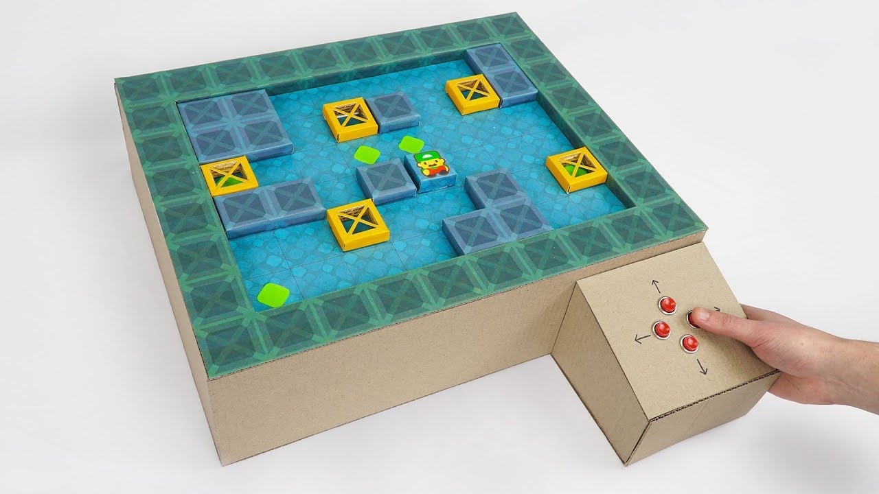 How to build a DIY Sokoban puzzle game with cardboard and magnets!