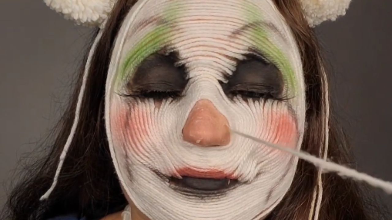 Artist peels off the yarn face artwork and brings halloween creativity ...