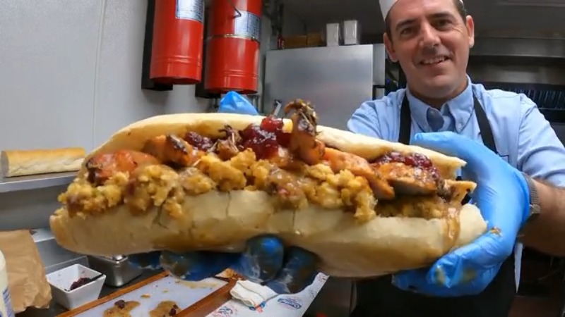 Thanksgiving feast in a New Orleans poor boy