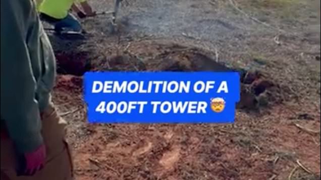 Incredible demolition of a 400ft tower