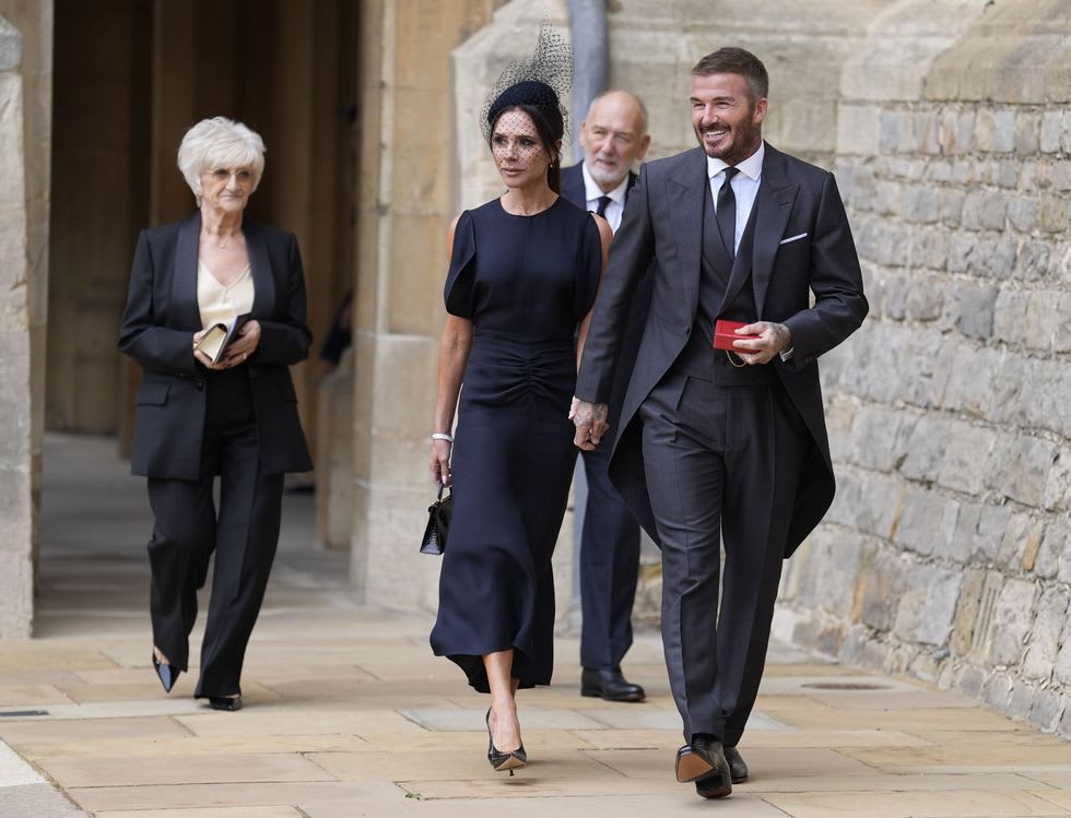 Lady Victoria Beckham wears phenomenal £1.1k black dress inside Windsor ...