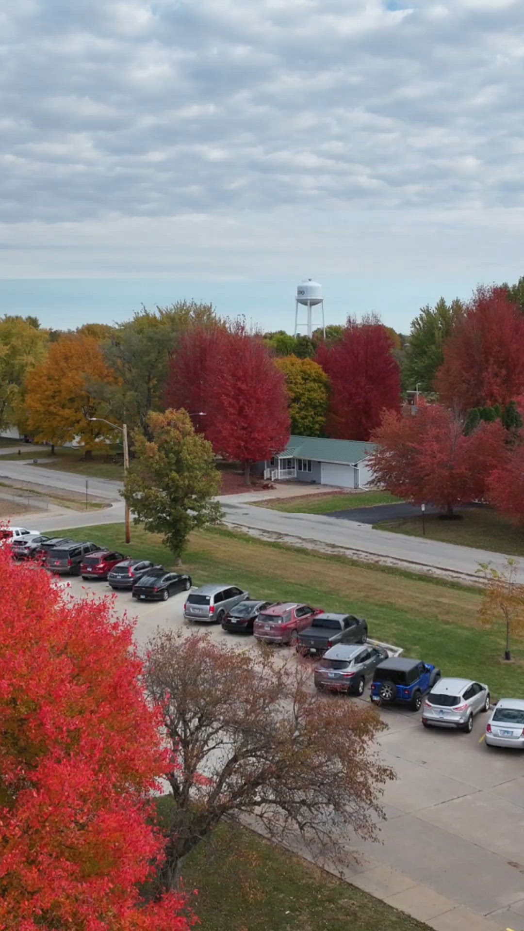 Birds-eye view of fall colors in Aledo, Illinois