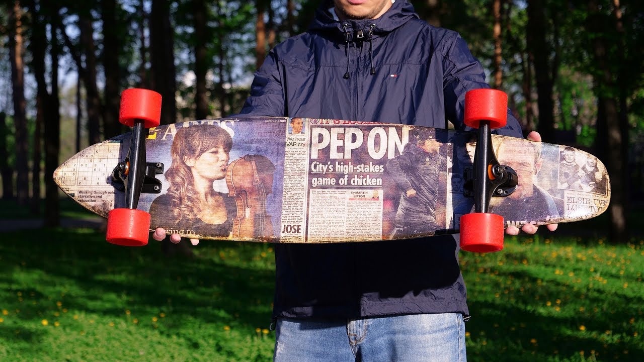 DIY custom skateboard deck from old newspapers & resin | Step-by-step ...