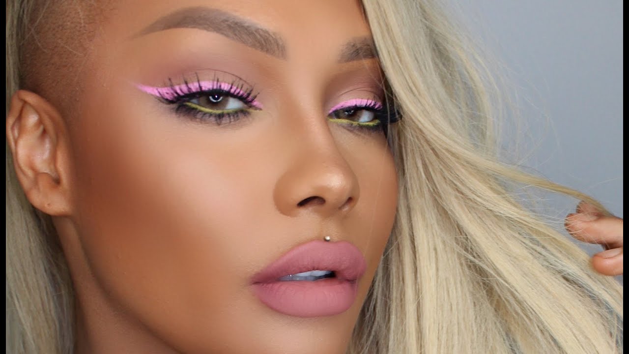 Pink lemonade makeup tutorial | Colourful winged eyeliner | Sonjdradeluxe