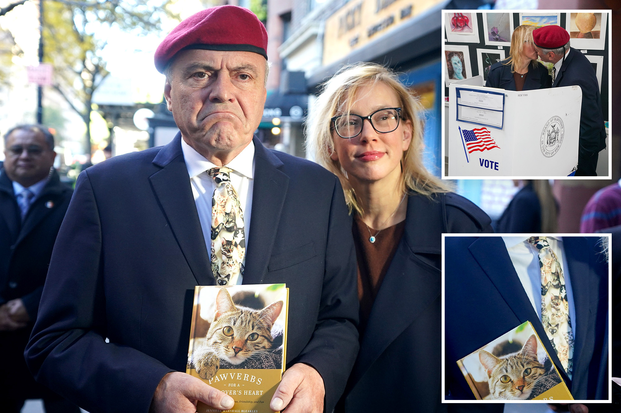 NYC mayoral hopeful Curtis Sliwa shows up to election poll site in cat ...