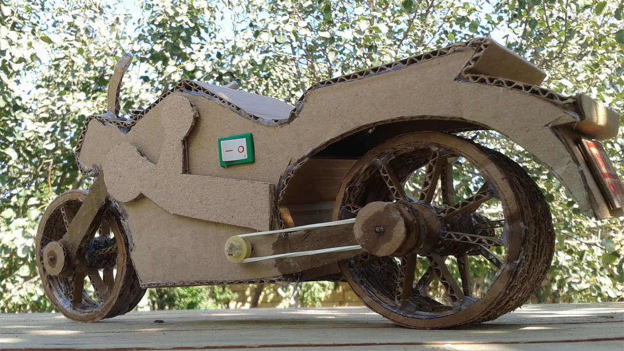 How to Make a Working Cardboard Motorcycle | DIY Motor-Powered Model ...