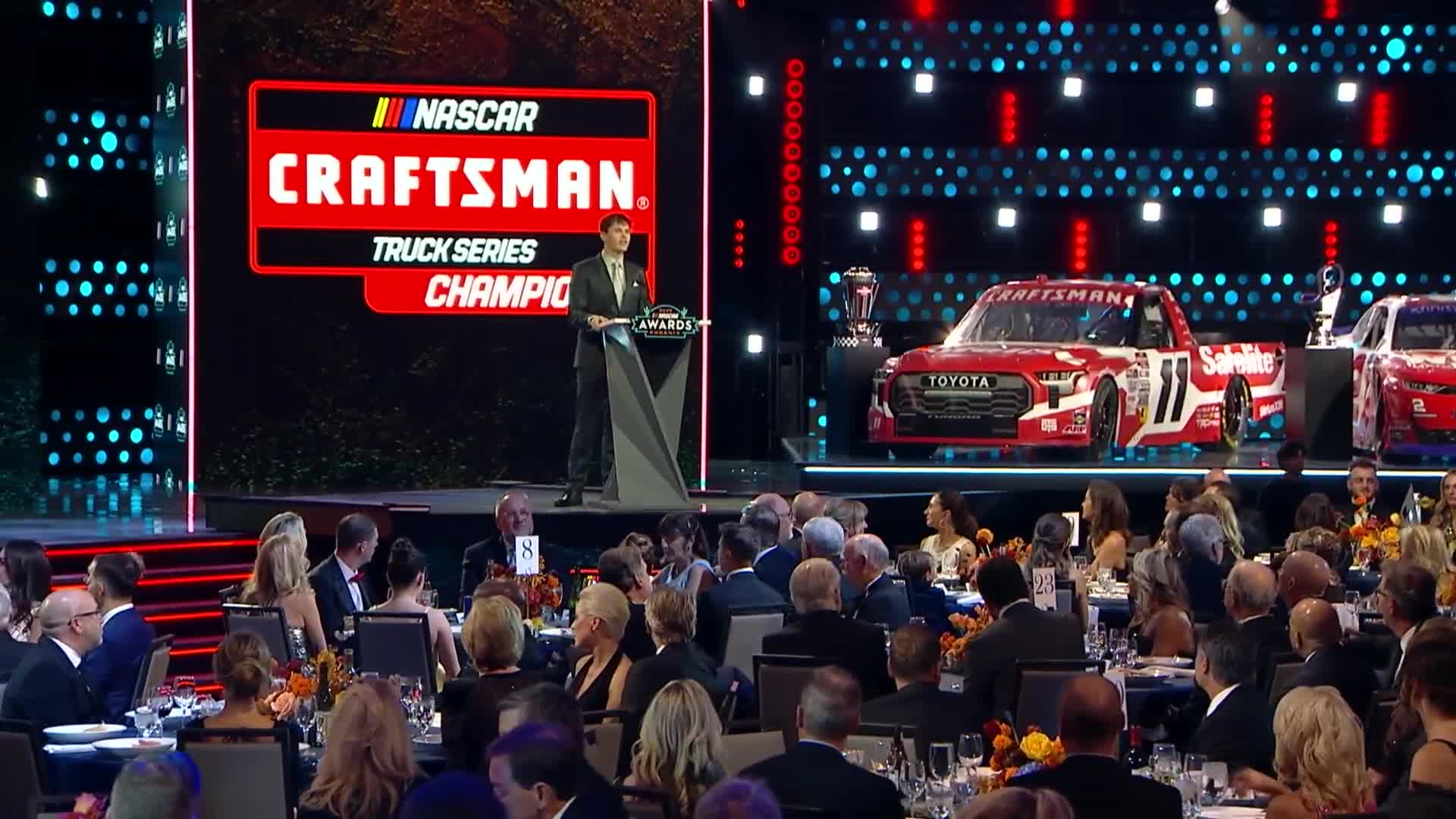 Corey Heim delivers 2025 title speech during NASCAR Awards