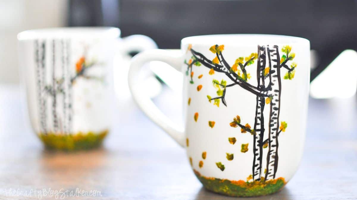 Birch Tree Hand-Painted Coffee Mugs