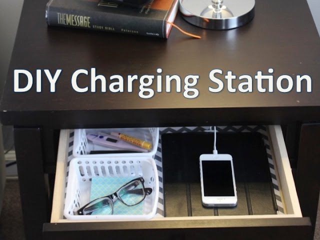 Nightstand organization | Easy DIY charging station!