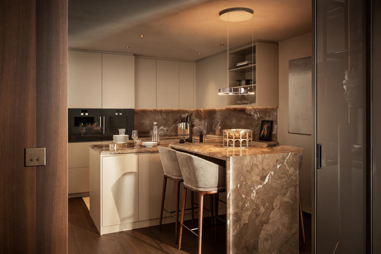 Antolini stone "undisputed focal point" of Luxembourg apartment by DNA Design Lab