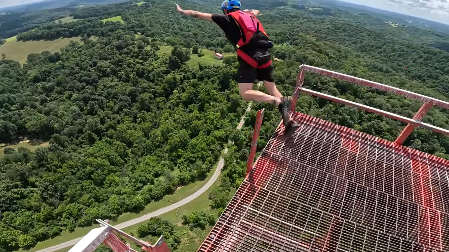 Man Jumps from Abandoned Radio Tower
