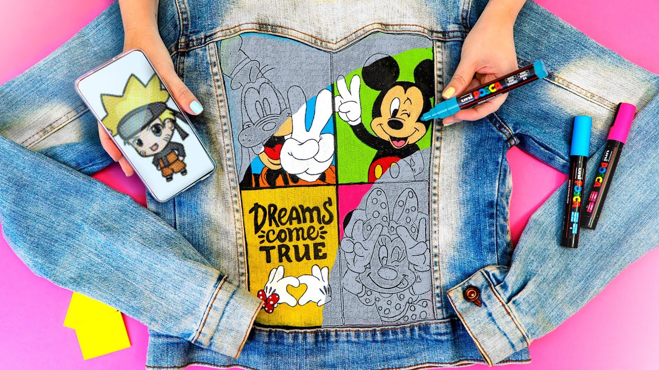 Customizando Mala de Viagem, Jaqueta Jeans e Tênis ️ Naruto, Disney e ...