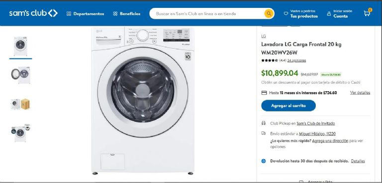Lavadora LG de 20 kg se encuentra rebajada en Sam’s Club: casi 30% de ...