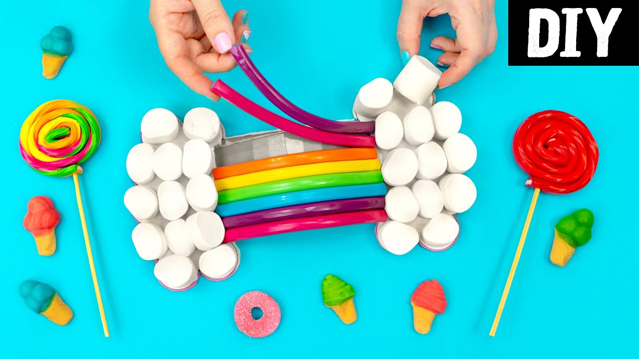 DIY Festa Doce feita com Fini 🍭 Candy Machine, Arco Iris, Balão e ...