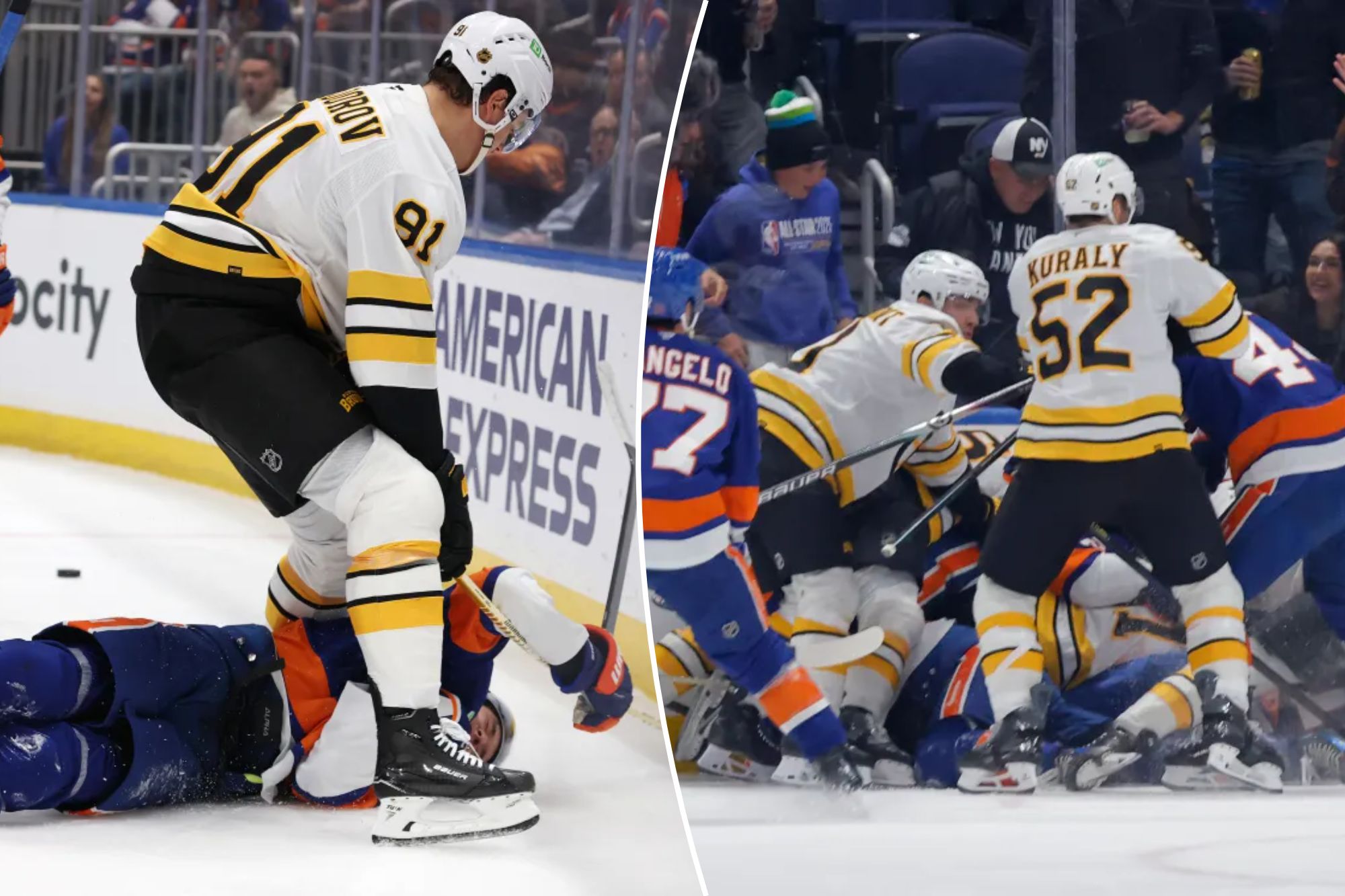 Islanders get into heated scuffle with Bruins after Nikita Zadorov ...