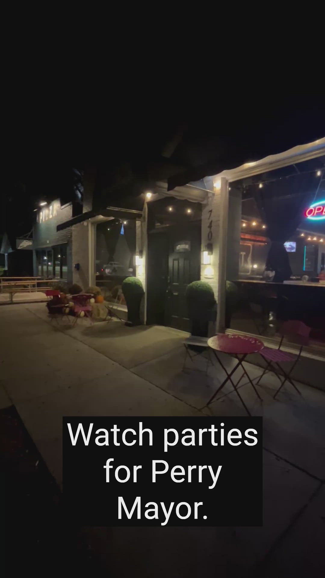 Live look at the Perry mayoral candidates' watch parties in downtown Perry