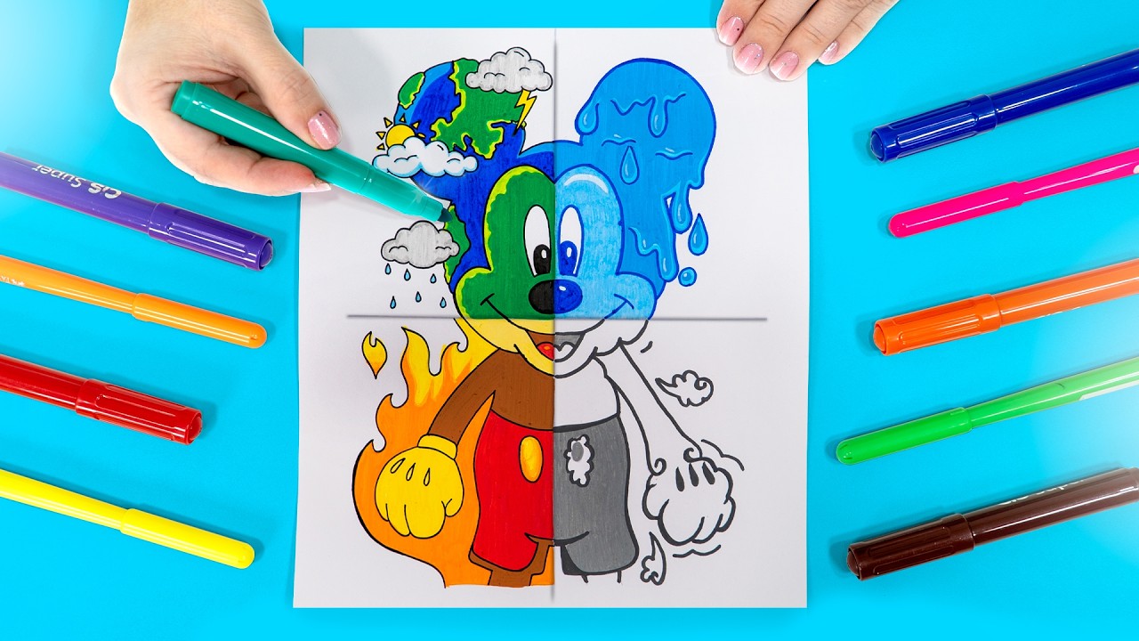 Ideias super divertidas ️ tinta mágica, pintura do Mickey, Pikachu ...