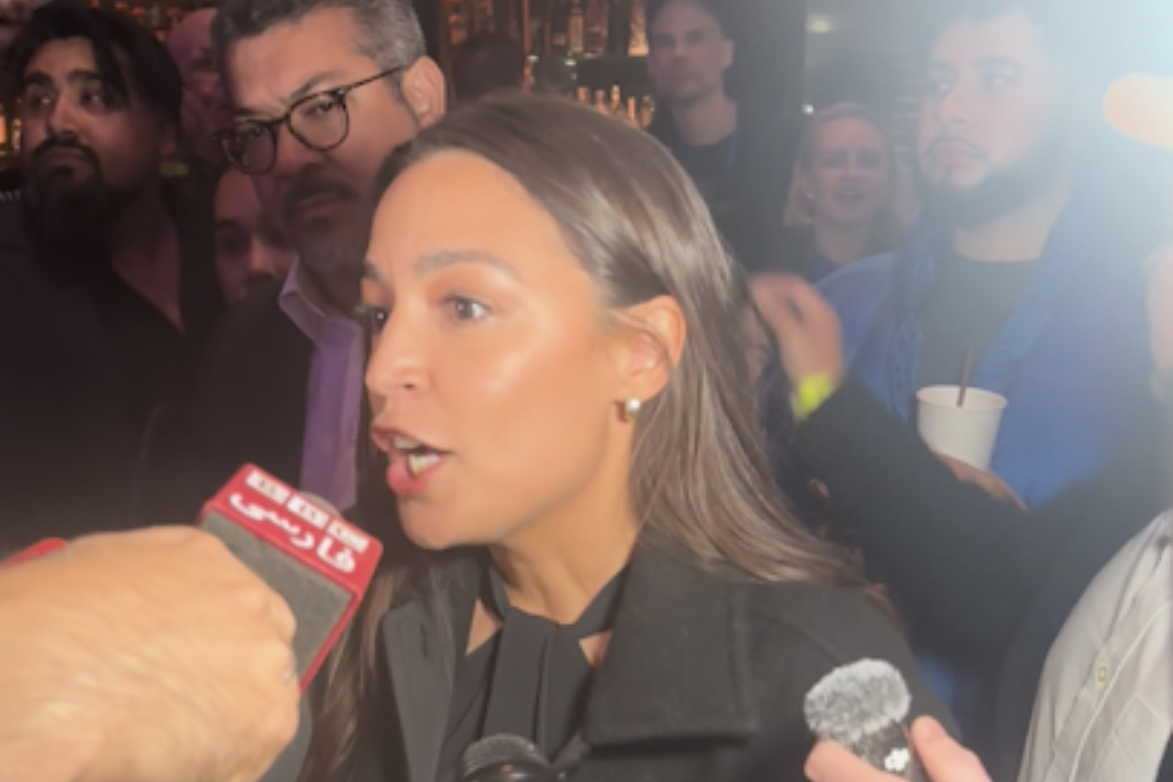AOC Arrives At Zohran Mamdani’s Event After His NYC Mayoral Race Win
