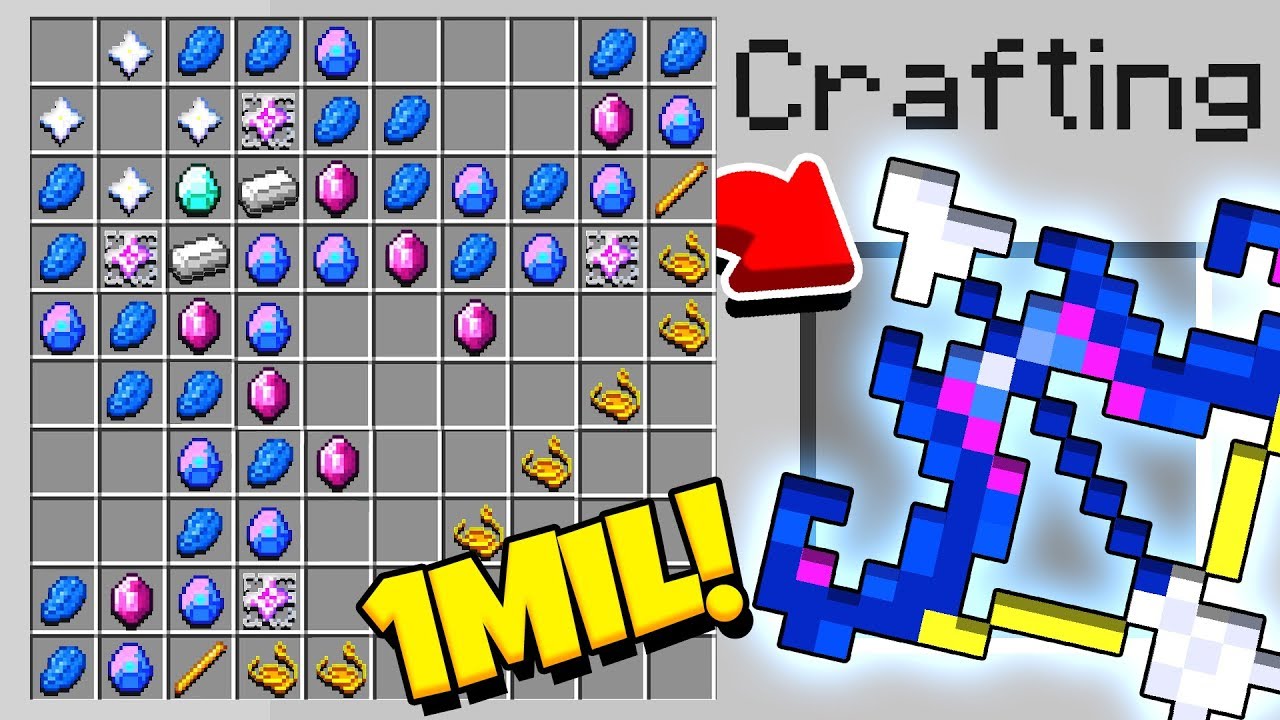 How to craft a $1,000,000 bow! *Overpowered* (Minecraft 1.13 crafting ...
