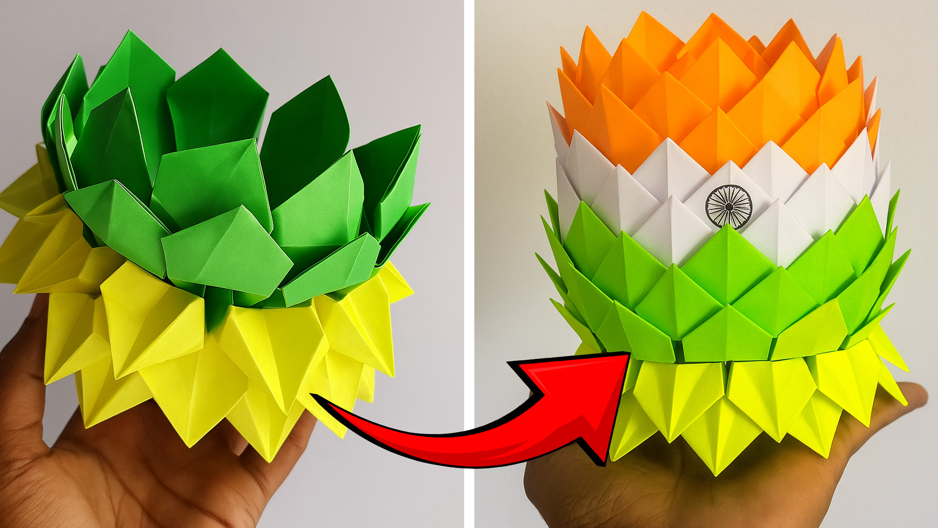 DIY Independence Day Craft Tricolor Lotus