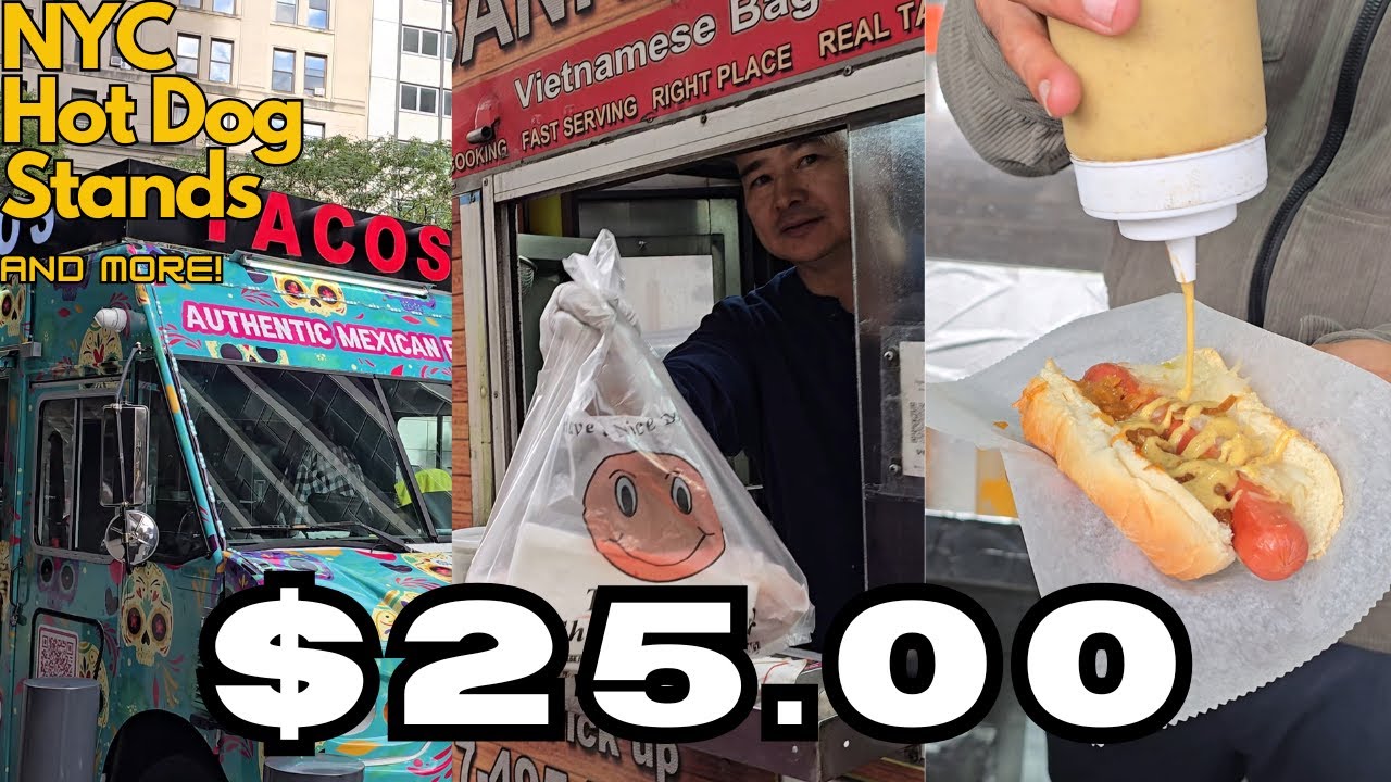 $25 Challenge: Eating at NYC Hot Dog Stands by Wall Street