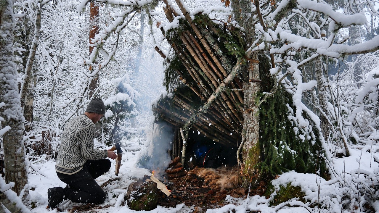How I stayed warm for 3 days in a primitive bushcraft shelter