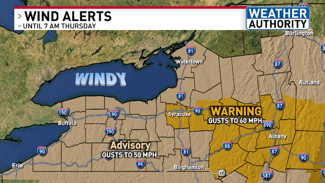 High wind warnings and advisories in effect across CNY