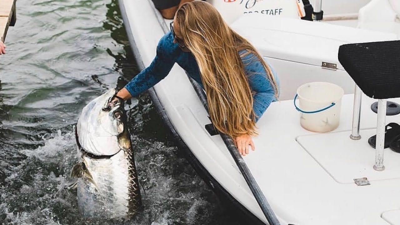 Surrounded by sharks while feeding tarpon by hand