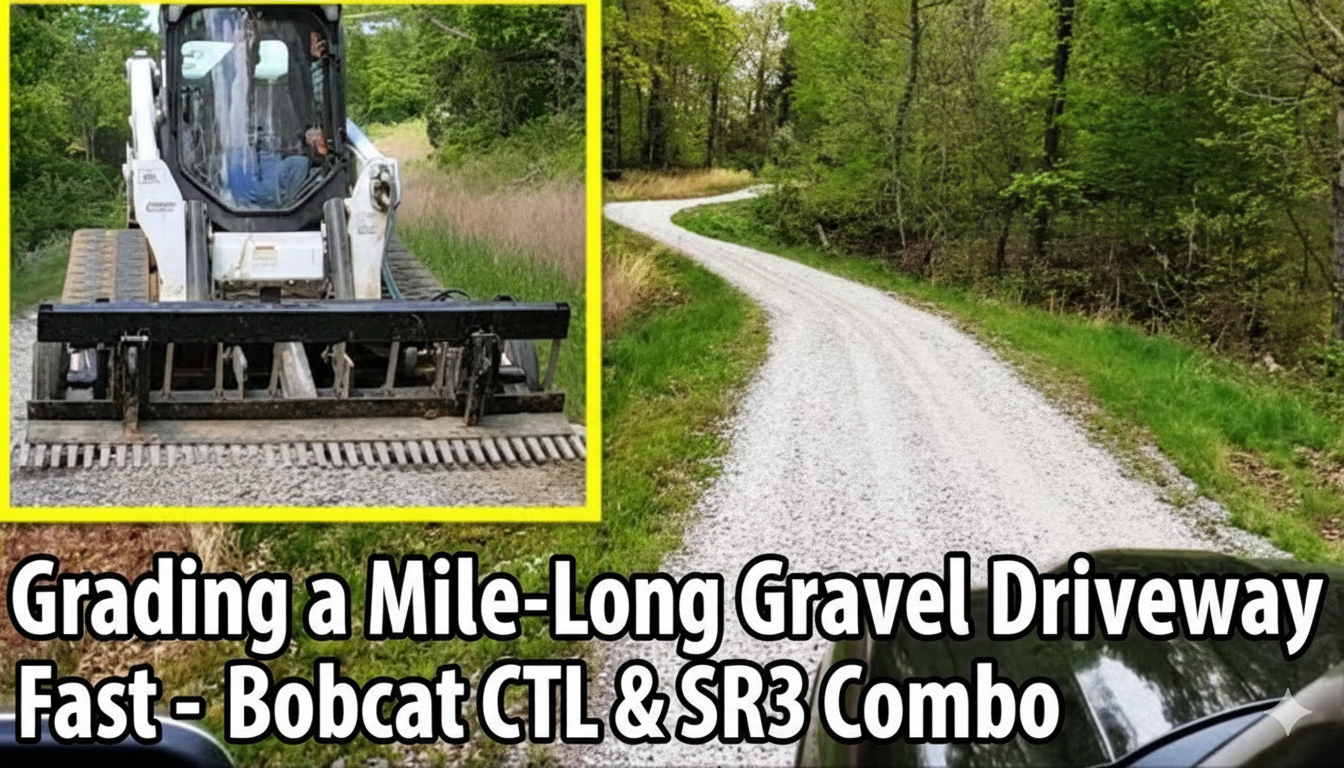 Grading a Mile-Long Gravel Driveway Fast | Bobcat CTL & SR3 Combo