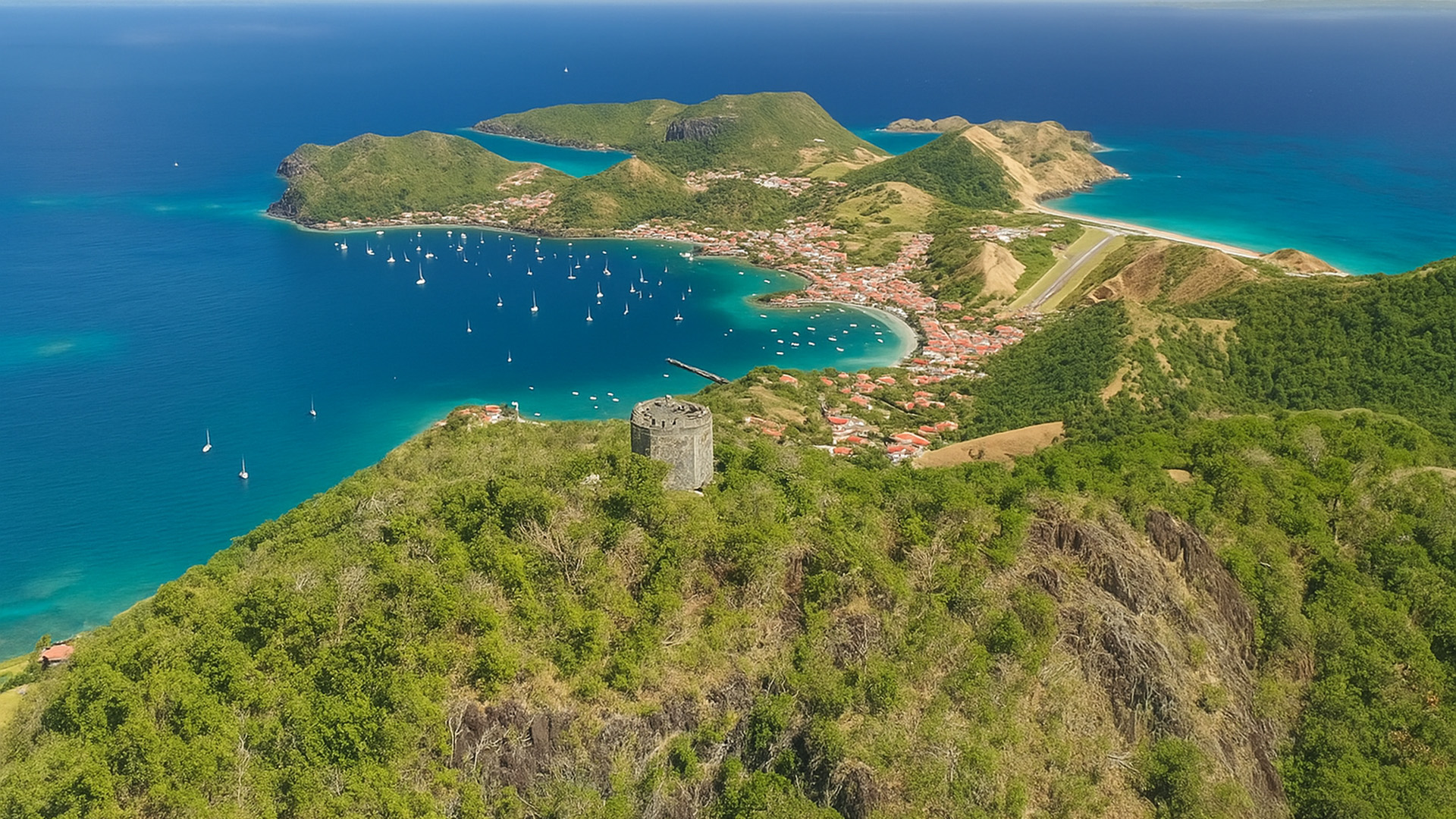 La isla donde las colinas se encuentran con el mar Caribe