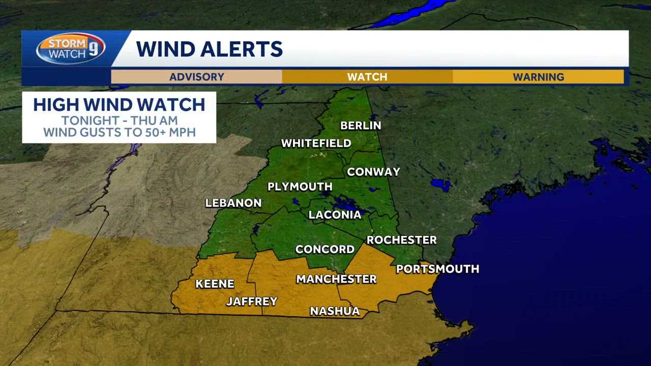 Wind advisory issued for southern New Hampshire; Snow likely in ...