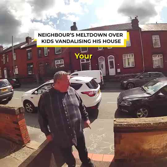 Neighbor has a meltdown over kids drawing on the pavement