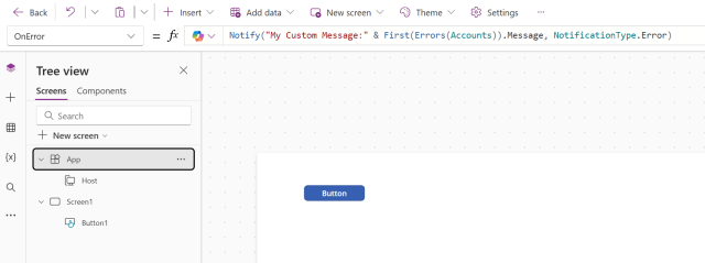 Create custom error messages in Power Apps