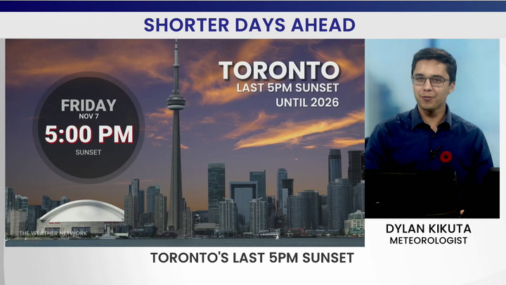 The last 5pm sunset of the year is this Friday in Toronto