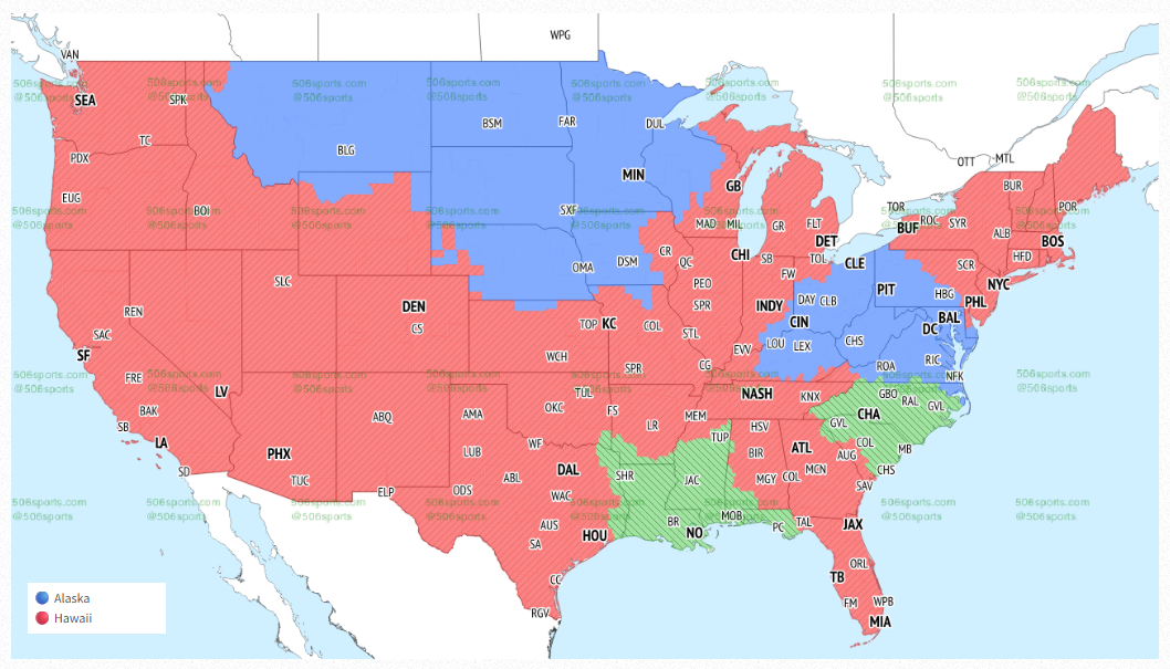 NFL Week 10 television maps: New York Giants vs. Chicago Bears
