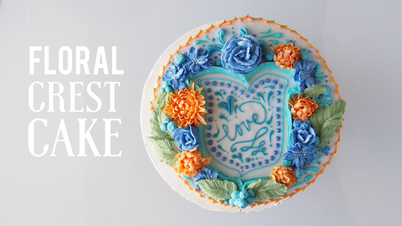 Floral Crest Cake | Satisfying Cake Decorating