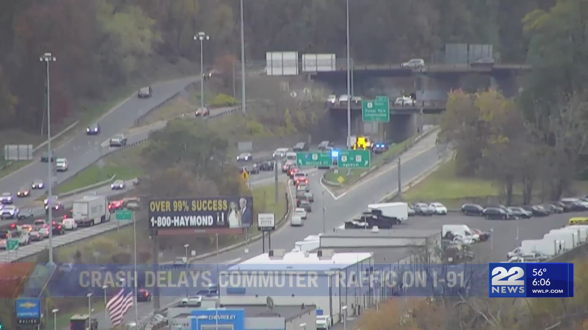 Hit-and-run crash delays traffic on I-91 in downtown Springfield
