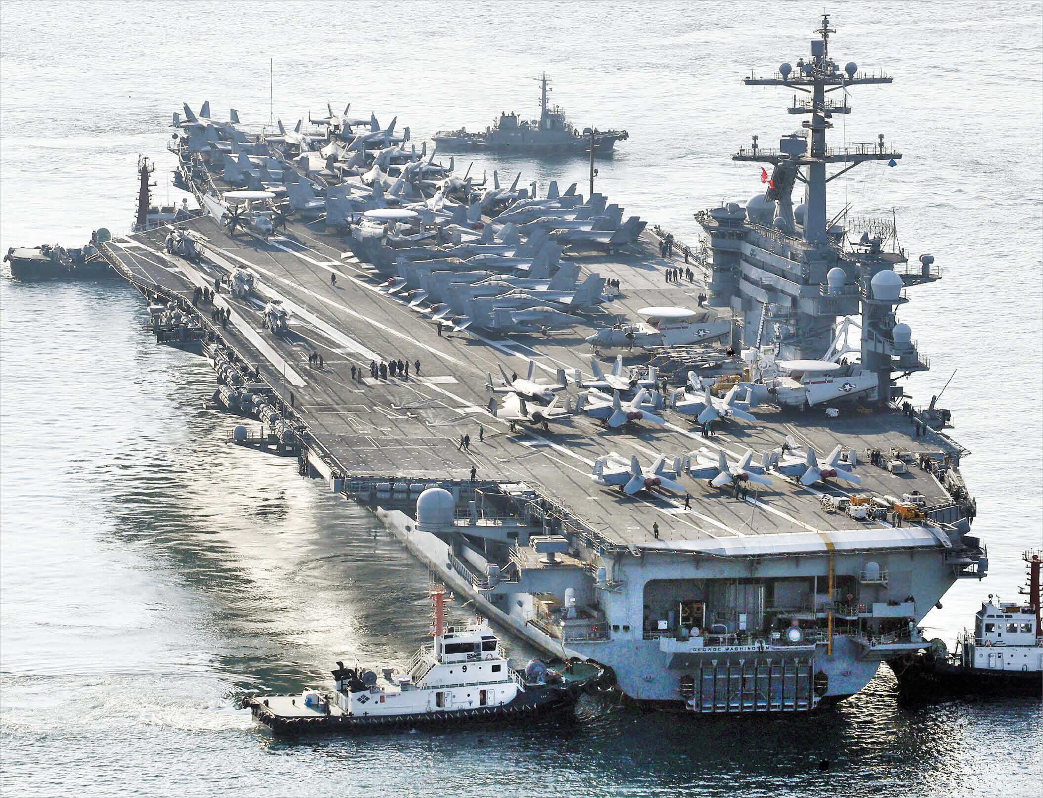 USS George Washington Enters Busan Naval Base