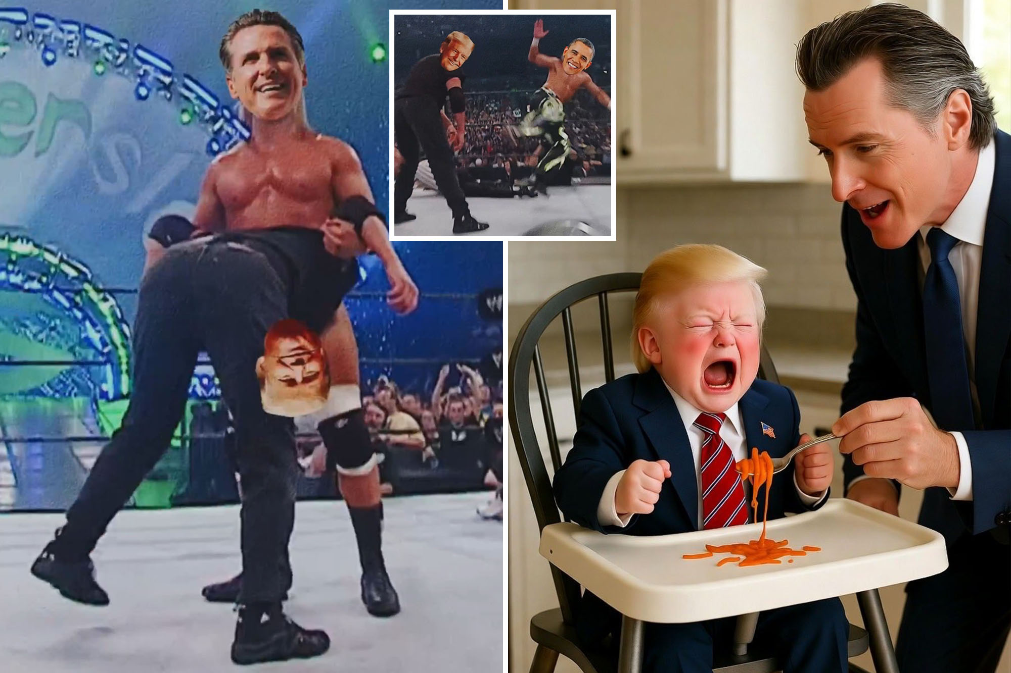 Newsom posts bizarre ‘Royal Rumble’ wrestling video of him beating up ...