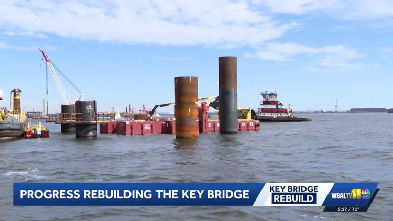 Officials provide up-close look at progress made at Key Bridge site