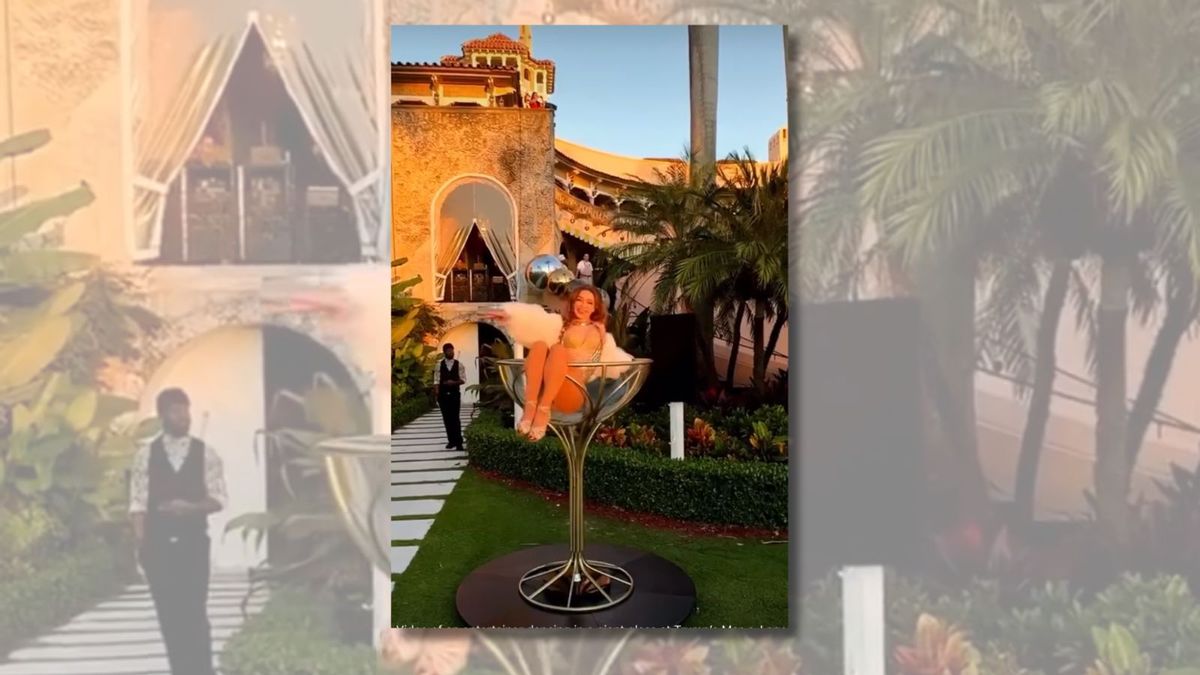 Yes, this footage shows woman dancing in giant cocktail glass at Trump ...