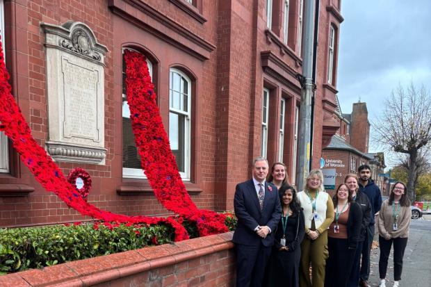 Poppy waterfall installed outside housing association head office