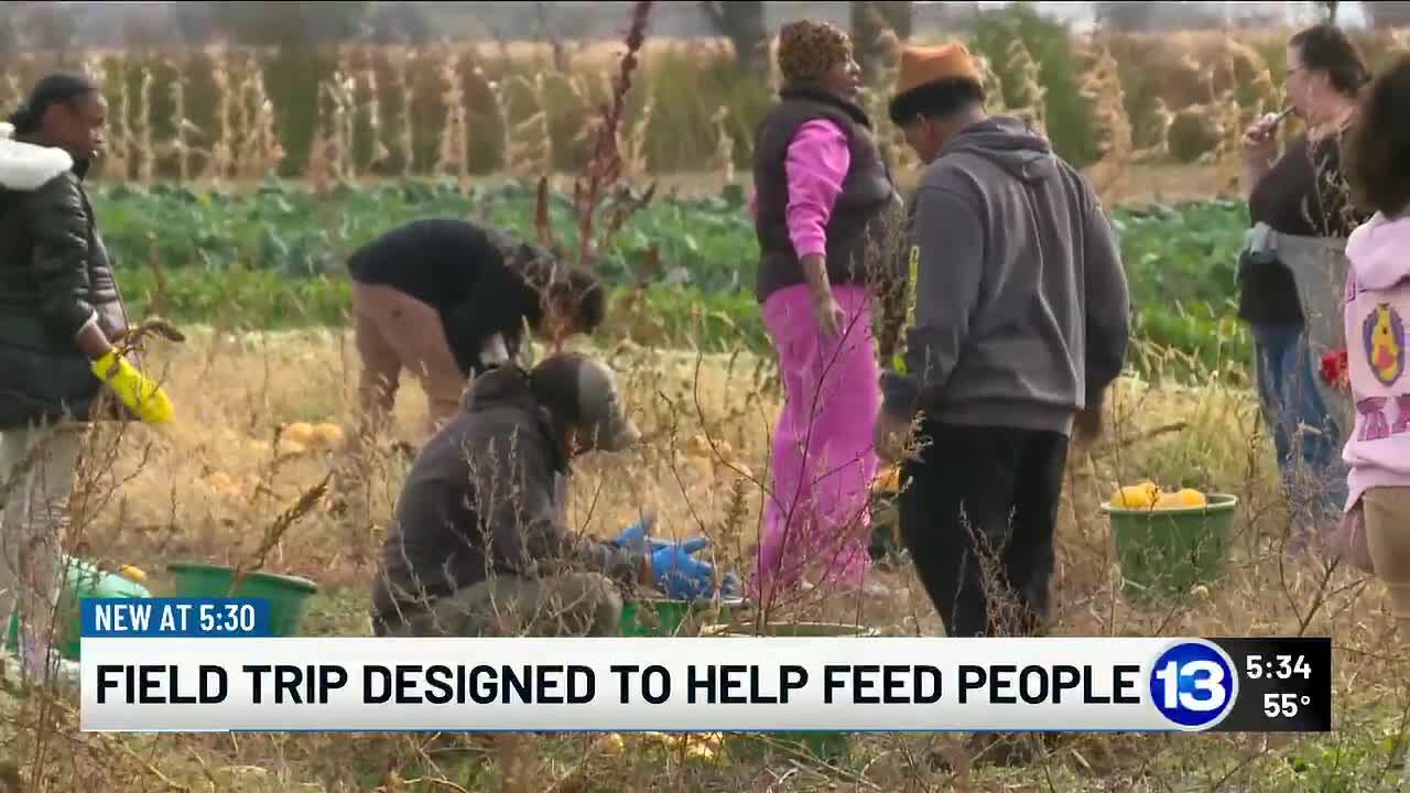 Field trip designed to teach students and help feed local families