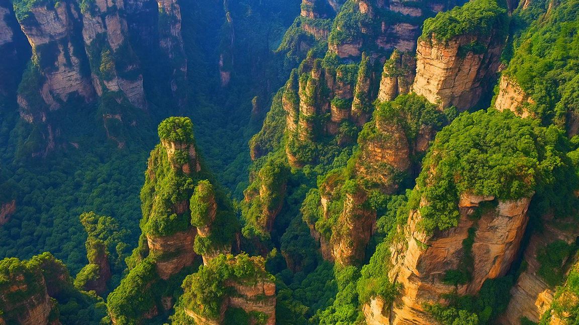 Flying Over the Stunning Zhangjiajie Mountains