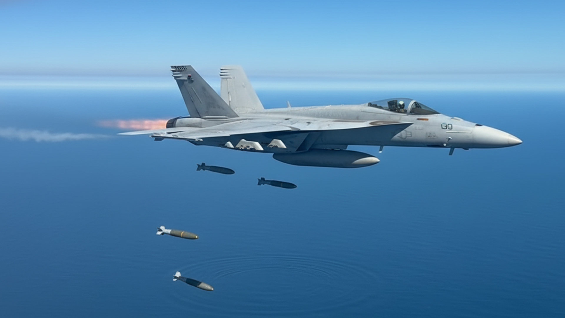 Caccia F/A-18 dell’Esercito USA sganciano bombe