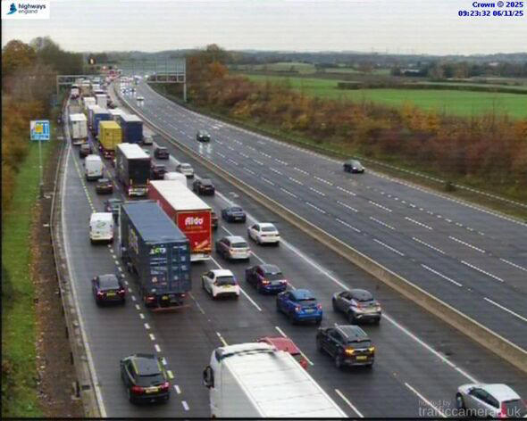 M1 traffic LIVE: Chaos on major motorway as crash sparks 50-minute delays