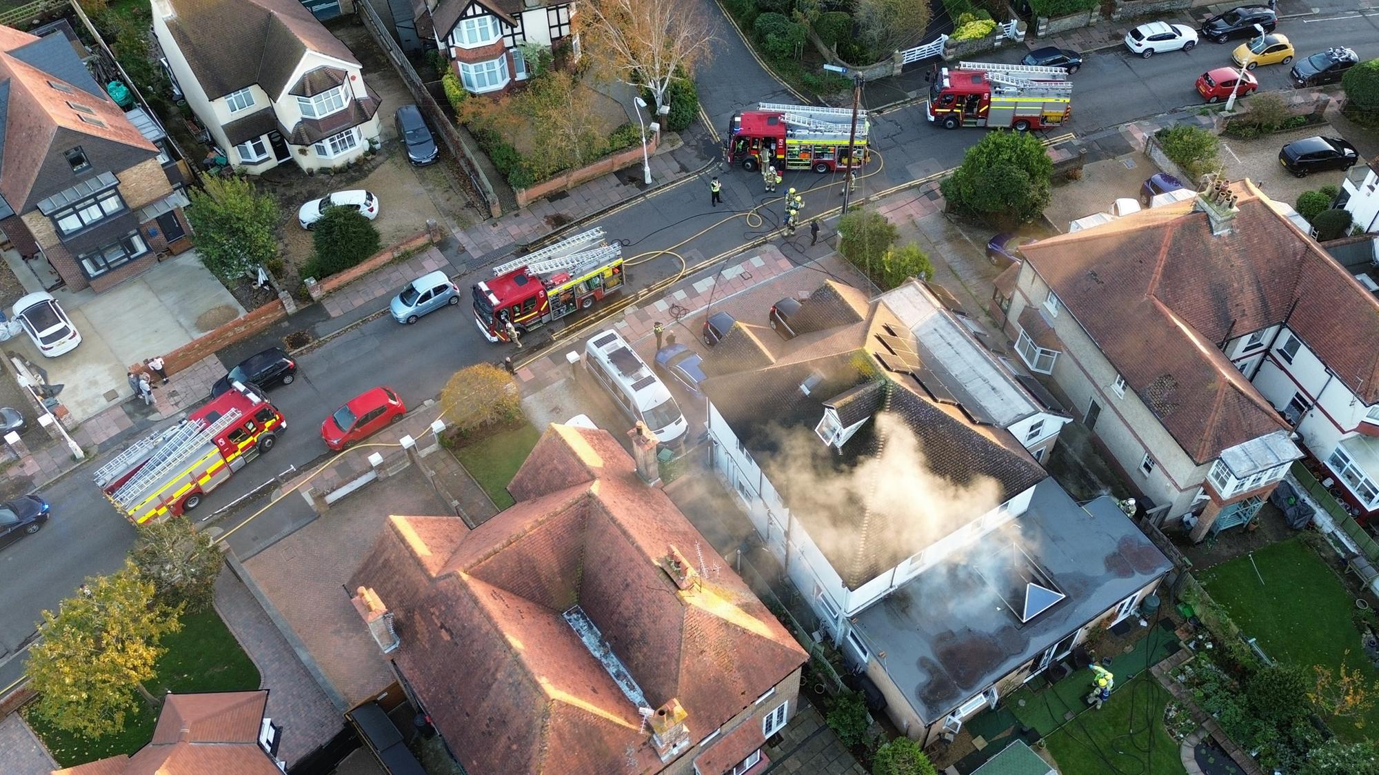 Fire service fight kitchen blaze at Eastbourne home