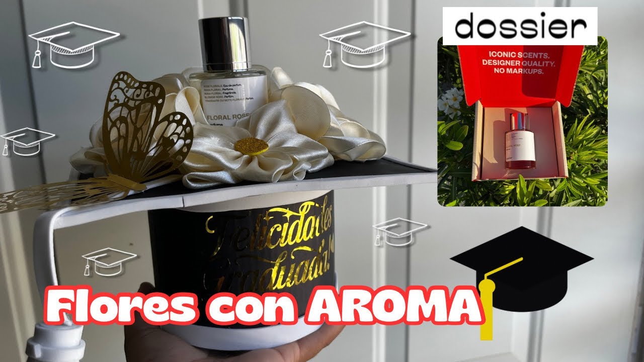Rosas eternas aromáticas caja de birrete y perfume para graduación